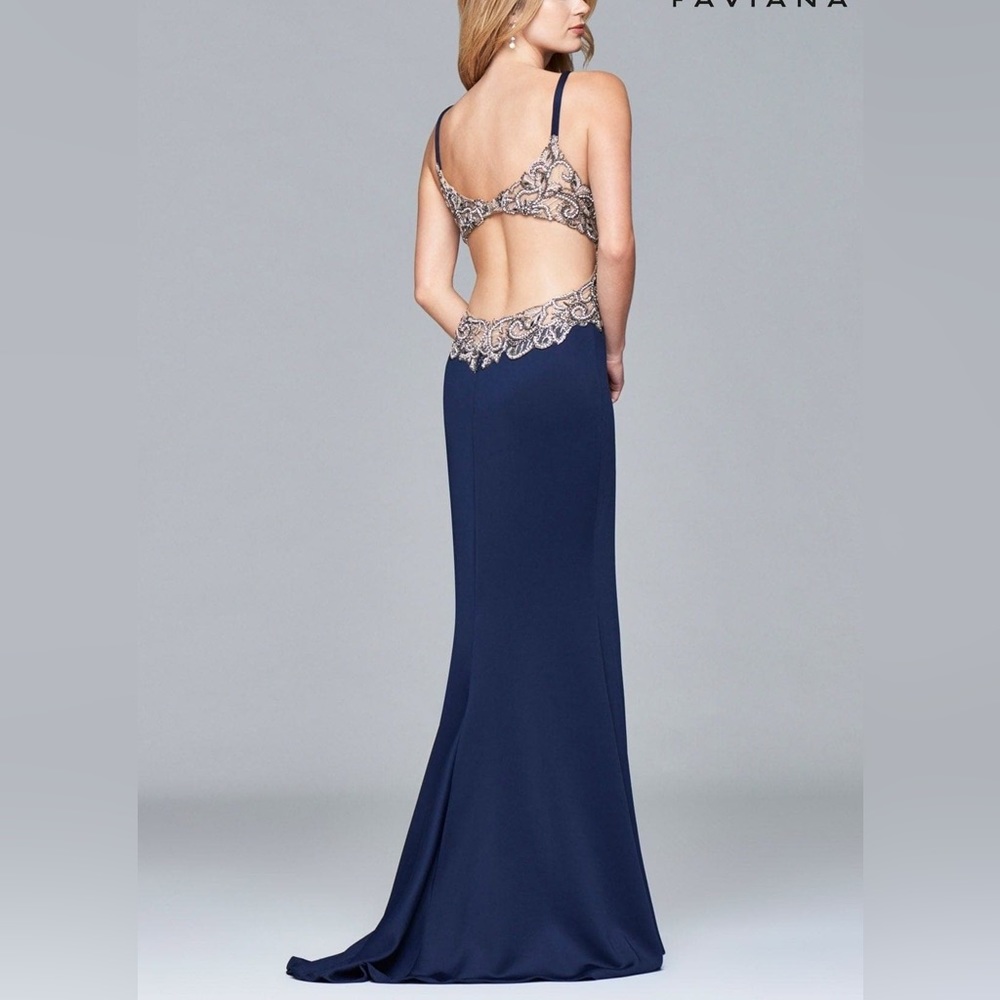 Faviana Glamour Evening Gown Prom Dress Navy - Gem